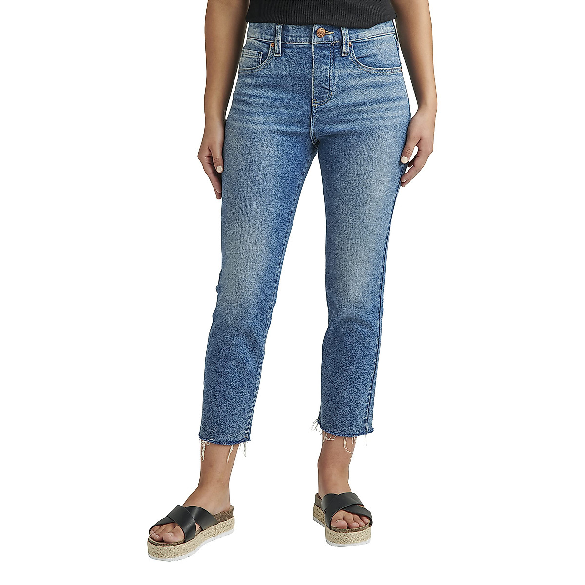 JAG Jeans Women's Valentina High Rise Straight Leg Pull-on Jeans-Legacy, Coastal Blue, 10 x 26L