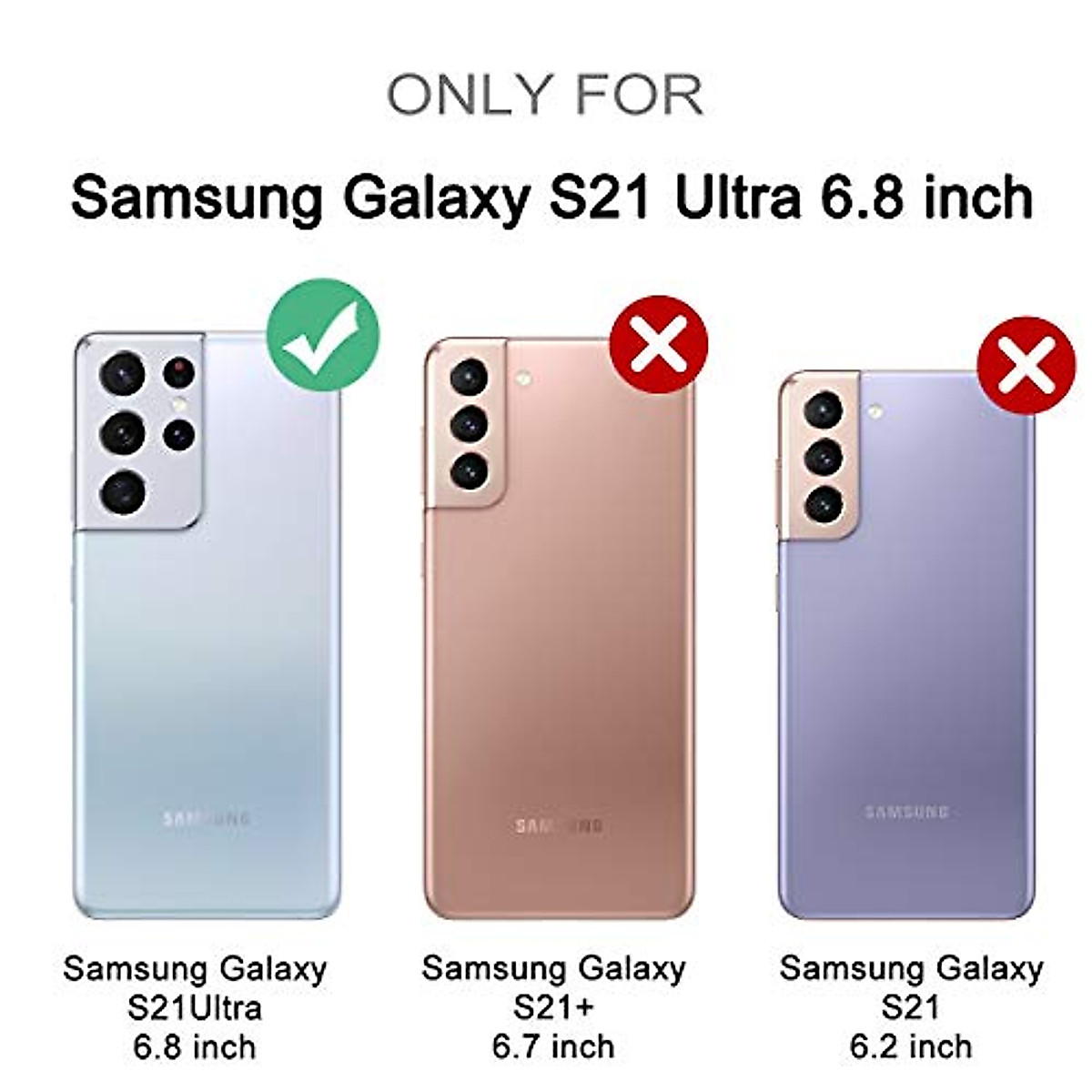 SURITCH Clear Case for Samsung Galaxy S21 Ultra 5G,[Built in Screen Protector][Camera Lens Protection] Full Body Protective Shockproof Bumper Rugged Cover for Galaxy S21 Ultra 6.8 Inch (Clear)