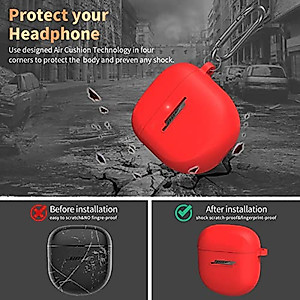 YIPINJIA Case for Bose QuietComfort Earbuds II 2022, Soft Silicone Scratch Proof & Shockproof Protective Skin Sleeve Cover Compatible with Bose QuietComfort Earbuds 2 with Keychain - Red