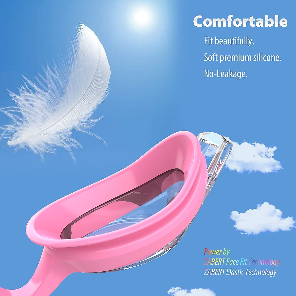 ZABERT 2 Pack Girls Swim Goggles, Swimming Goggles for Girl Kids Toddler Youth Junior Children Child Age 3 4 5 6 7 8 9 10 11 12 Years Anti Fog Teal Purple Black Pink