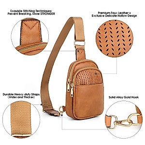 XZQTIVE Small Sling Bag for Women Fashion Crossbody Bag for Women Leather Crossbody Purse Fanny Pack Chest Bag for Travel, Brown