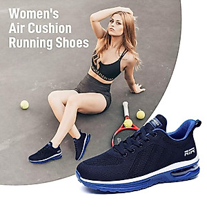 Lamincoa Womens Walking Shoes Lightweight Running Shoes Women’s Tennis Shoes Non Slip Air Shoes Breathable Mesh Air Cushion Sneakers for Gym Workout Sports RoyalBlue