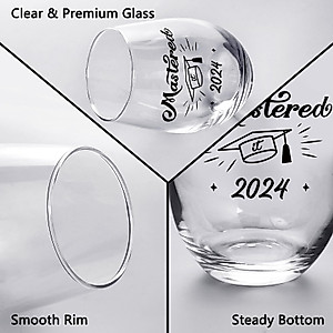 Futtumy Graduation Gift, Mastered it 2023 Stemless Wine Glass 17oz, Graduation Wine Gift for Him Her College and High School Graduates, College Graduation Gift 2023 Graduation Gift MBA Graduation Gift