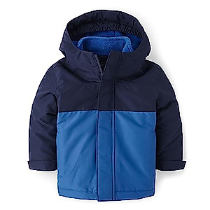 The Children's Place,and Toddler Heavy 3 in 1 Winter Jacket, Wind-resistant Water-resistant Shell, Fleece Inner,TIDAL | TOUCAN FEATHER,3T