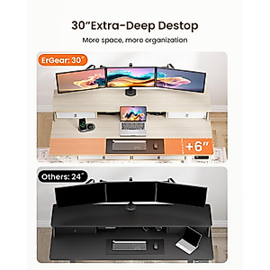 ErGear Standing Desk with Drawers, 55 x 30 Inches Height Adjustable Desk with Storage, Electric Sit Stand Desk, 4 Memory Preset Computer Home Office Desk with Cable Management Tray, Natural