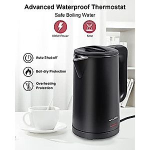 0.8L Electric Kettle Stainless Steel, 800 Watts Small Electric Kettle Fast Boil Auto Shut-off, Portable Water Boiler for Small Kitchen, Business Trip and More