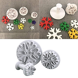 SBYURE Snowflake Cookie Cutter Set,5 Pcs Snowflake Shaped Stainless Steel Mold Cookie Cutter & 6PCS Snowflake Plunger Decorating Fondant Embossing Tool for Christmas and Winter Holiday