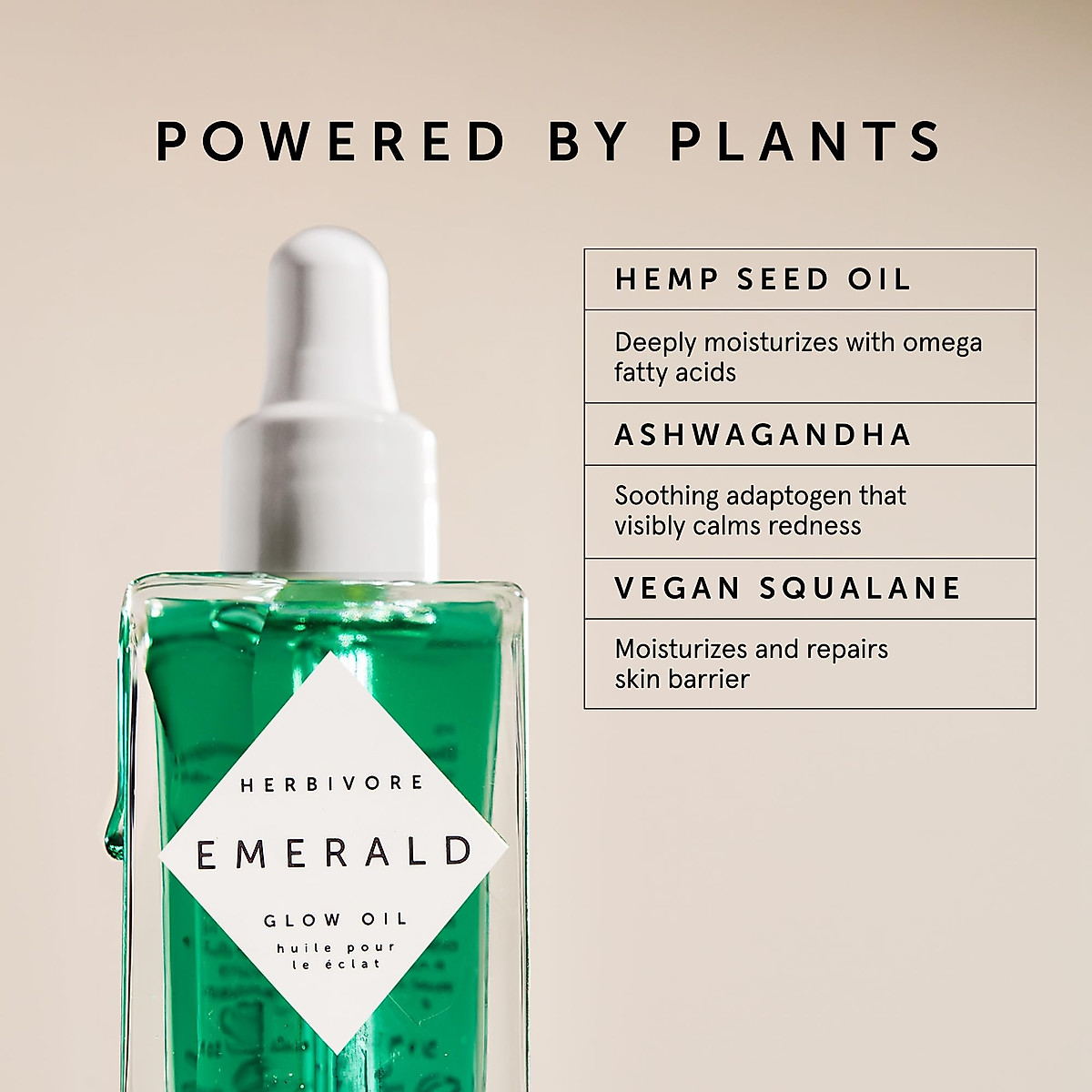 HERBIVORE Emerald Deep Moisture Glow Oil for Face – Hydrating Facial Oil, Calming & Moisturizing, Plant-based, Vegan, Cruelty-free, 30mL / 1 oz