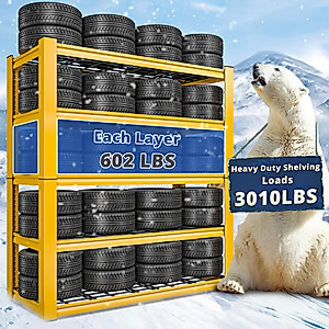 REIBII 72''H Garage Shelving Heavy Duty Loads 3010 LBS Garage Storage Shelves Heavy Duty Shelving 5 Tier Adjustable Metal Shelves for Storage Rack Industrial Shelving Utility Shelf,72" HX35.5 WX16 D