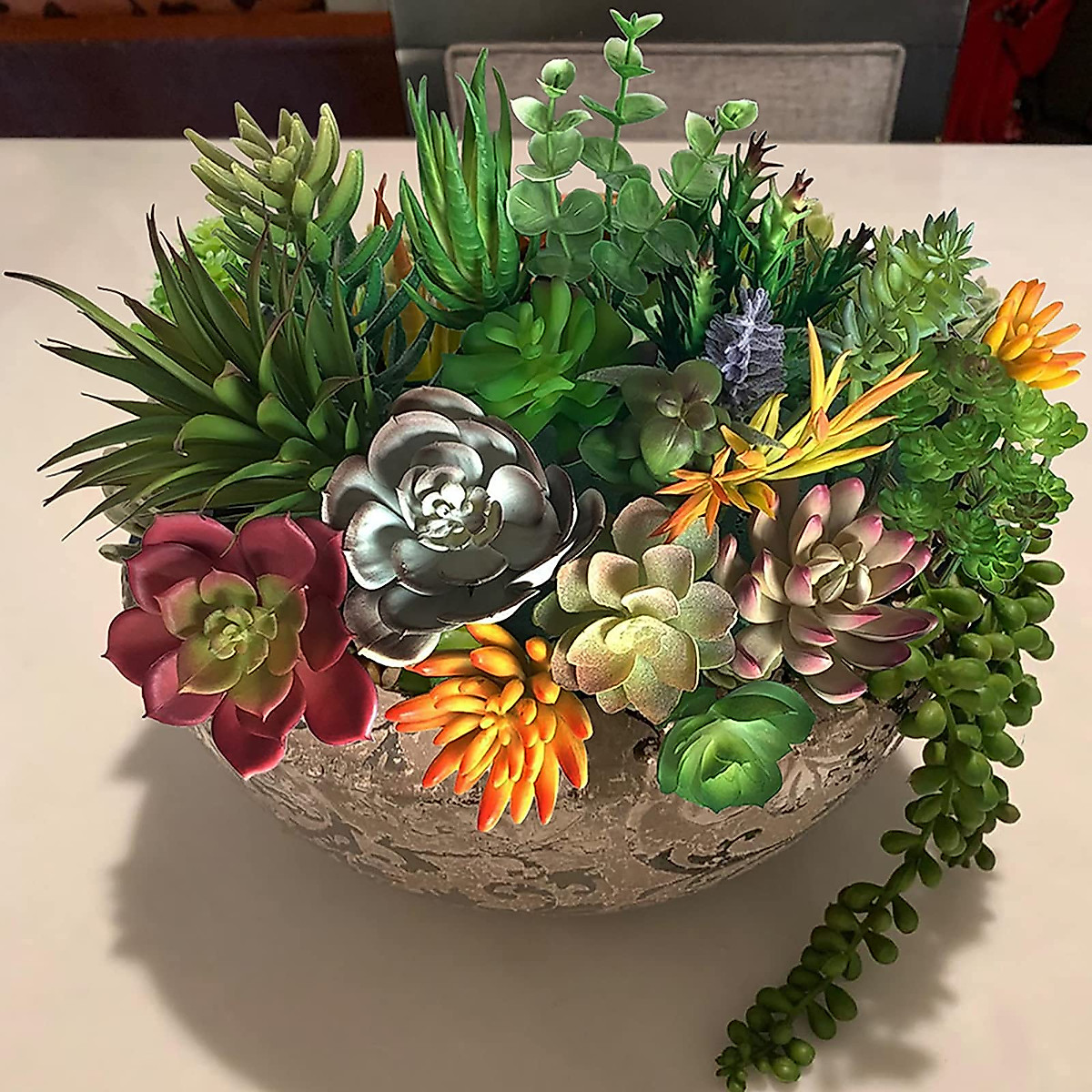 LA.PONEE 18pcs Premium Artificial Succulents Plants, Mini Fake Succulents Unpotted, Small Faux Succulent, Hanging Succulents for Home Garden Decor