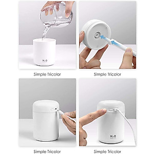 Kamon 300ml Mini Ultrasonic Cool Mist Humidifier, 7 Color LED Night Light, 2 Mist Mode, Auto Shut-Off for Car, Home, Office, Travel (Grey)