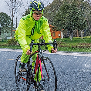 ROCKBROS Cycling Rain Jacket for Men Bike Pants 100% Waterproof Cycling Suit Breathable Cycling Jacket Pants for Heavy Rain