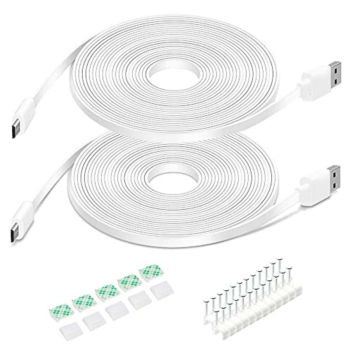 DIANMU 2 Pack 26FT Flat Power Extension Cable for Wyze Cam v3, WyzeCam Outdoor, Blink Outdoor, YI Dome Home Camera, Eufy, Simplisafe, Nest Cam, Arlo Essential, Durable Charging Cable for Security Cam