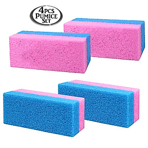 Pumice Bar 4 Pcs Set | Dual Sided Extra Coarse | Exfoliating Foot File | Heel & Feet Scrubber Pumice Sponge | Foot Pad Buffer Callus Remover | Synthetic Pumice Stone for Dry Skin Pedicure |By Anapoliz