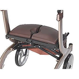 Drive Medical RTL10266CH-HS Nitro DLX Foldable Rollator Walker with Seat, Champagne (Brown)