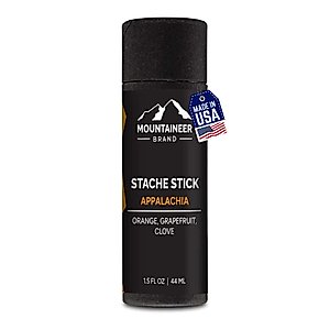 Mountaineer Brand Stache Stick | Mustache Wax for Men | 100% Natural Beeswax and Plant Based Oils | Grooming Beard Moustache Wax | Strong Hold | Smooth, Condition, Styling Balm | Citrus & Spice 1.5oz