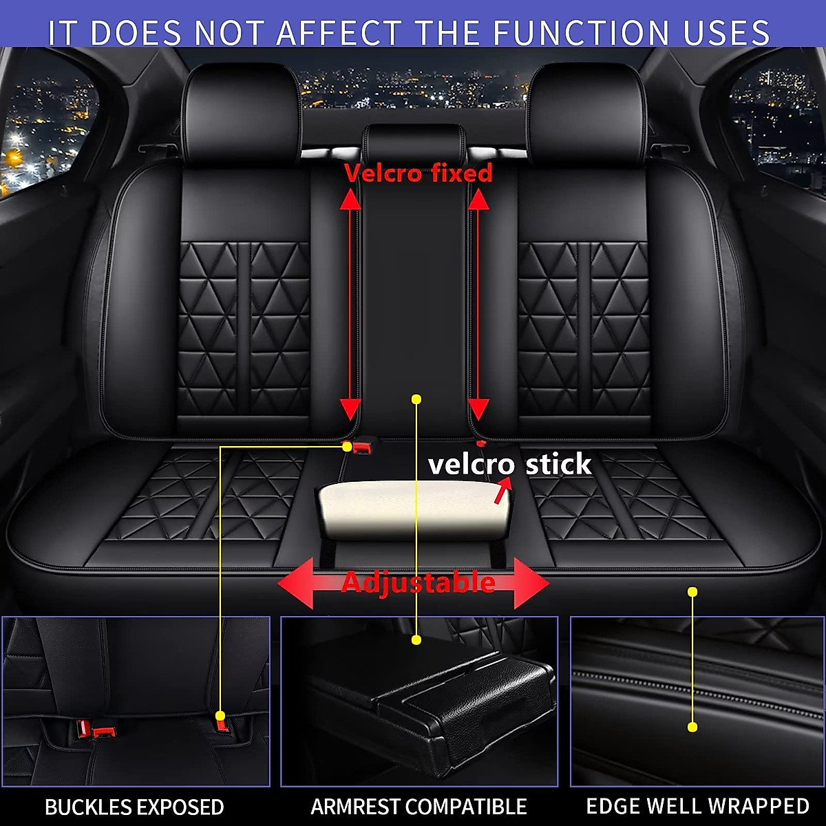DISUTOGO Car Seat Covers Fit for Subaru Crosstrek 2016-2023 2024 Seat Covers Full Set 5 Seats Faux Leather Waterproof Seat Cushion Vehicle Protector Airbag Compatible Black