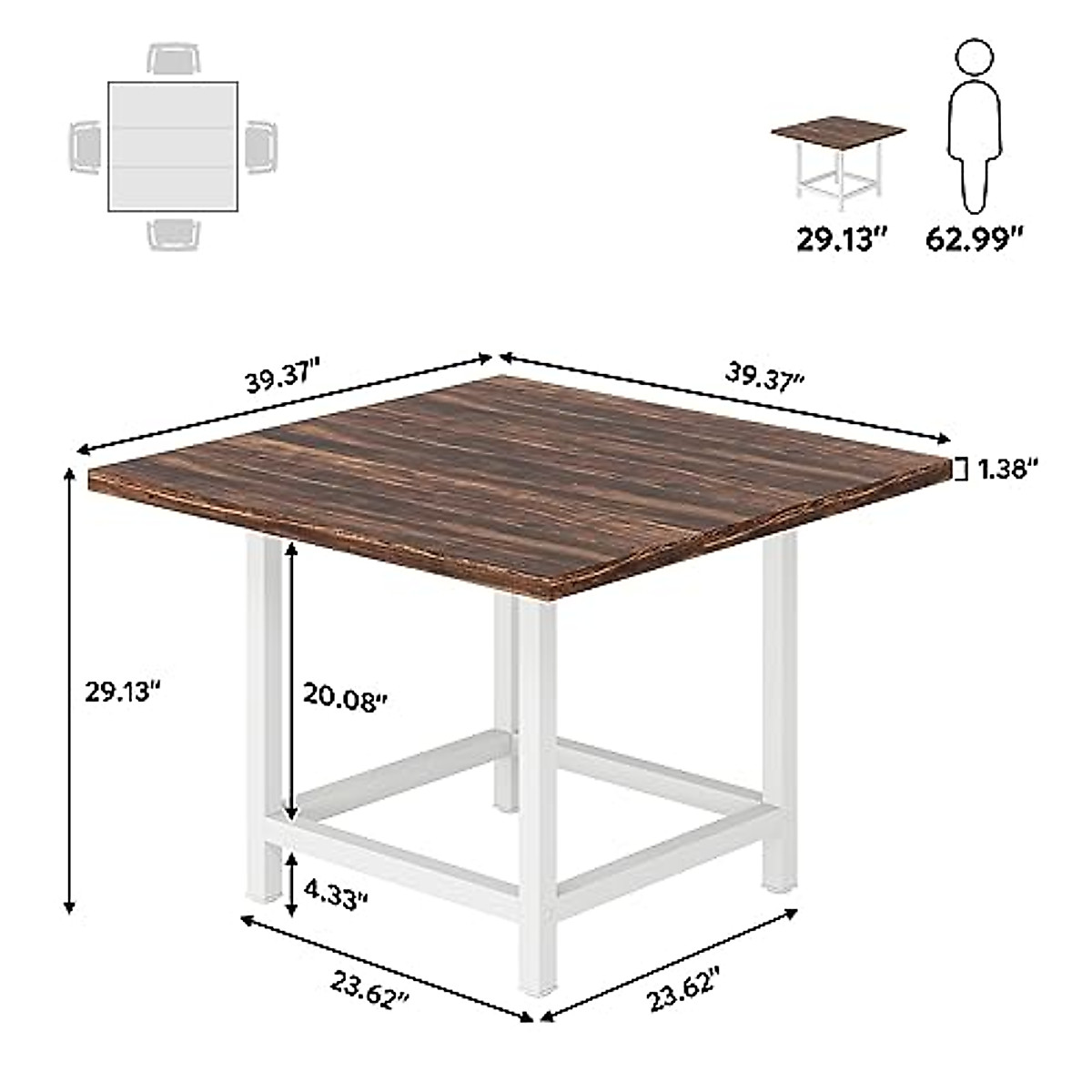 LITTLE TREE 39.5 Inches Small Conference Room Table for 4 People,Oak&Whtie