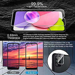 TQLGY 3 Pack Screen Protector for Samsung Galaxy A03s with 3 Pack Camera Lens Protector, Tempered Glass Film, 9H Hardness - HD - Bubble Free - Anti-Scratch - Easy Installation