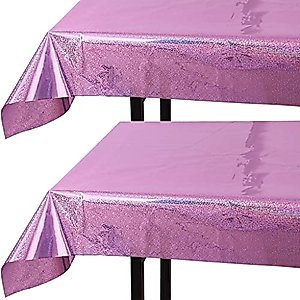 Plastic Disposable Tablecloth - 2-Pack Purple Tablecloth Disposable Purple Plastic Table Cloth - 40" x 108" Purple Plastic Table Cloths for Parties Disposable - Pink & Purple Disposable Tablecloths