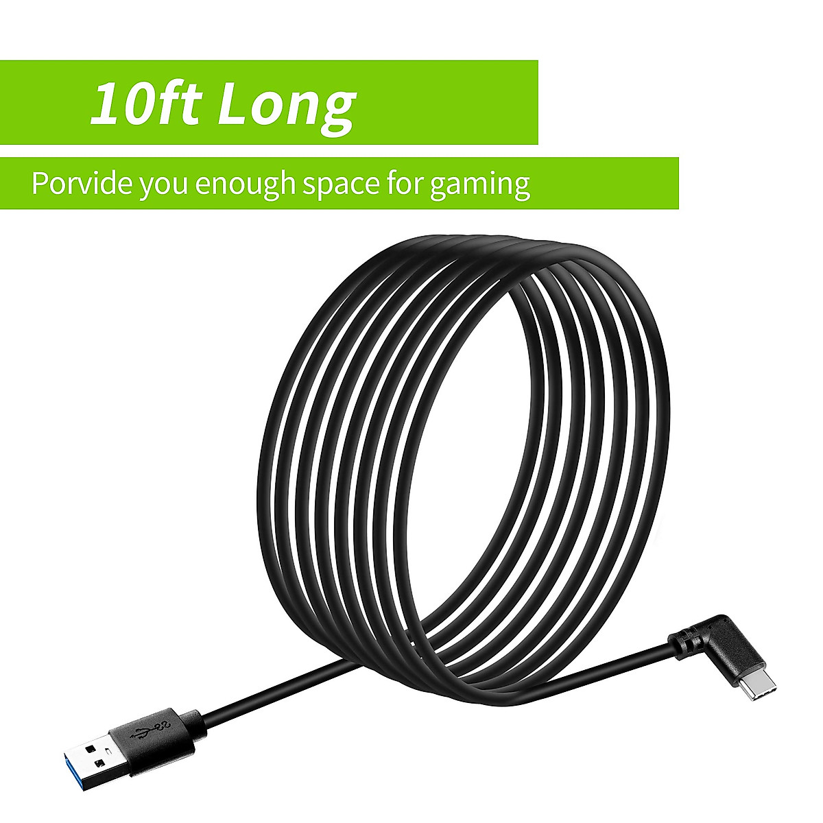 Herfair 10FT USB C VR Link Cable for Oculus Quest/Quest 2,High Speed Data Transfer Function Extender for Oculus Quest VR Headset and Gaming PC Fast Charging Cable Compatible for USB C Charger (3M)