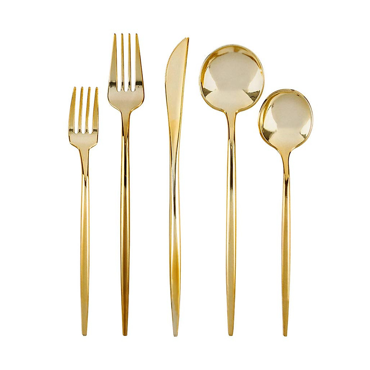Novelty Flatware Gold Teaspoons - 32 Pieces - Modern & Stylish Plastic Flatware for Chic Table Settings, Perfect for Parties, Catering & Events