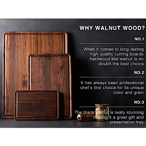 AZRHOM XXL Large Walnut Wood Cutting Board for Kitchen 24x18 (Gift Box) with Juice Groove Handles Non-slip Mats Thick Reversible Butcher Block Chopping Board