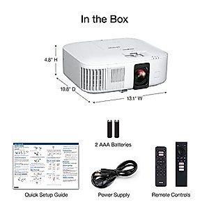 2022 New Upgrade Epson Home Cinema 2350 4K PRO-UHD Smart Gaming Projector with Android TV, 3-Chip 3LCD, HDR10, HLG, 2,800 Lumens, Low Latency, 10 W Speaker, Bluetooth, Streaming Capability