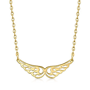 Ross-Simons Italian 14kt Yellow Gold Angel Wings Necklace. 16 inches