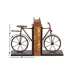 Deco 79 Metal Bike Bookends, Set of 2 6"W, 9"H, Black