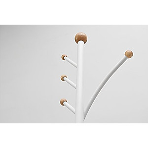 AMERIHOMESTORE White Modern Standing Coat & Hat Rack