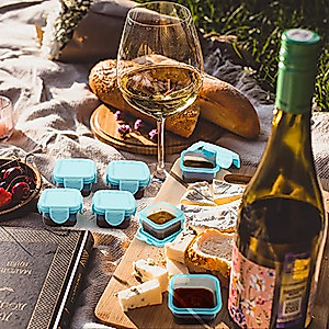 Amytalk Mini Salad Dressing Containers Reusable Plastic Sauce Containers Small Sauce Condiment Cups with Lid for Lunch Box Picnic Travel (Blue)