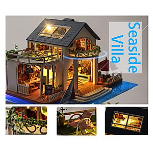 UniHobby DIY Miniature Dollhouse Kit,UniHobby DIY Dollhouse kit Tiny House Wooden Toy Gift with Furniture Dust Proof LED Lights for Adults