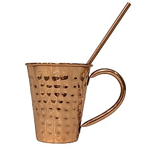 100% Pure Copper Old Moscow Mug, Copper Cup 12 Oz + 1 free Copper Straw
