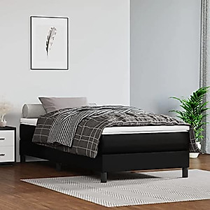 vidaXL Box Spring Bed with Mattress Home Bedroom Mattress Pad Double Bed Frame Base Foam Topper Furniture White 53.9"x74.8" Full Faux Leather