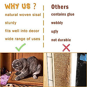 LSAIFATER Cat Scratching Post, Wooden Sisal Cat Wall Scratcher, Floor or Wall Mounted Vertical Cat Scratch Pad for Indoor Cats Adults or Kittens, Cat Wall Furniture Protector