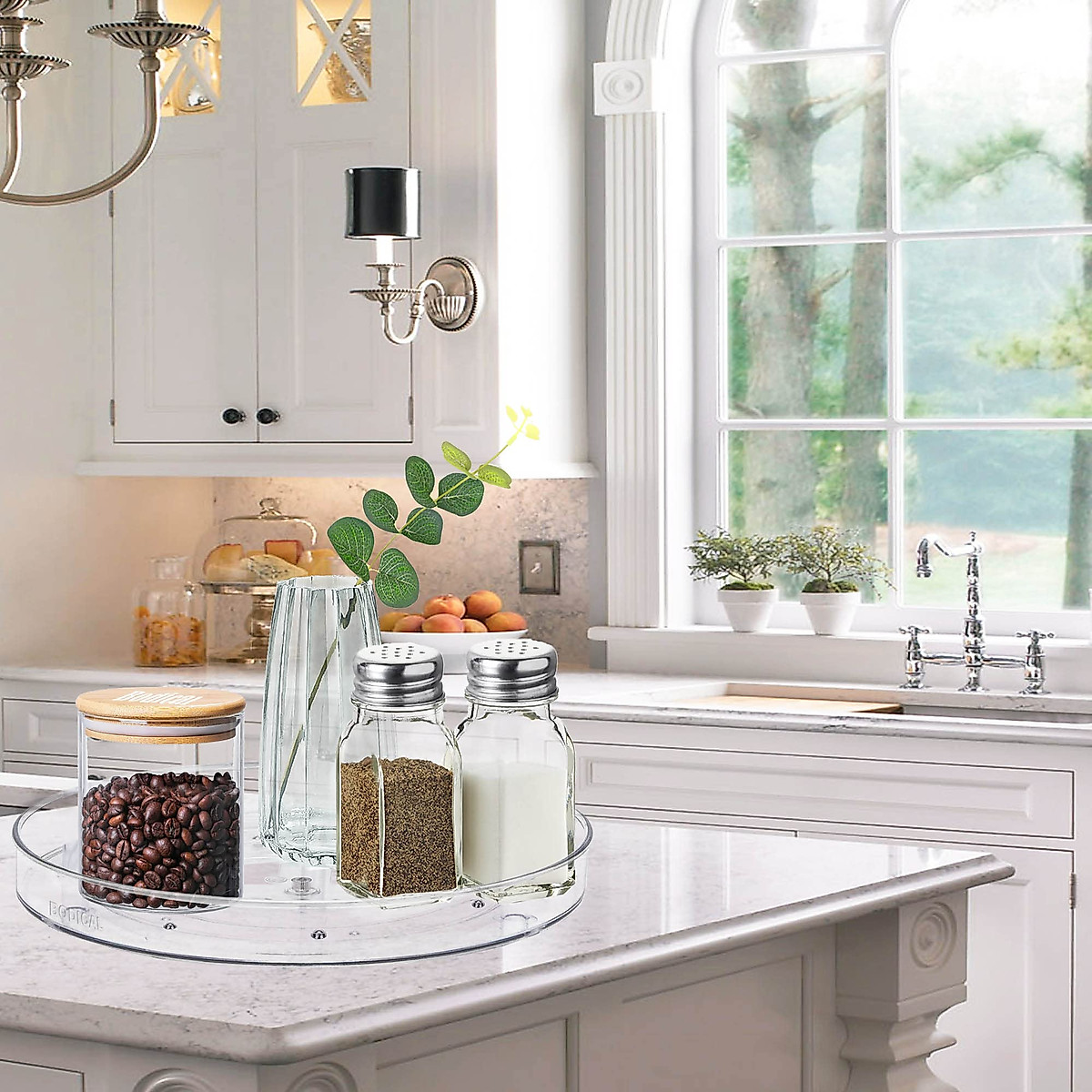 4 Pack Lazy Susan Organizer, Set of 2 for 10.6inch / 9.25inch Clear Lazy Susan Turntable for Cabinet