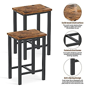 AWQM Bar Table and Chairs Set,Industrial Dining Table Set for 4,Small Kitchen Table Wood Pub Bar Table Set,Dining Room Table Set for Small Space, Breakfast Nook,Living Room,Walnut