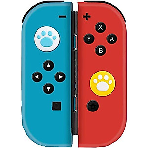 2 x Silicone Analog Controller Thumb Stick Joystick Grips Cap for Nintendo Switch NS & Switch Lite Controller Joy-Con ThumbStick Cute Cat Paw Claw (White-Pink)