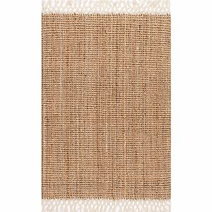 nuLOOM Raleigh Farmhouse Jute Tasseled Area Rug, 9x12, Natural