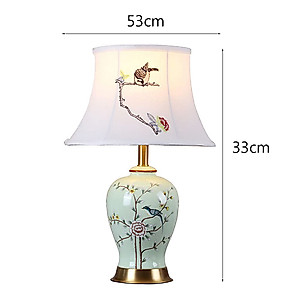GaRcan Large Oriental Ceramics Table Lamp Creative Handmade Painting Table Lamps China Antique Vase Bedroom Desk Lamp Large Table Lamps for Living Room End Table