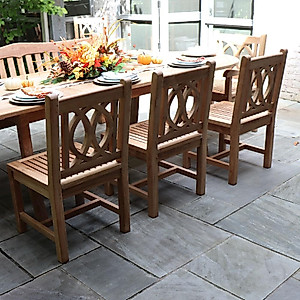 TITAN GREAT OUTDOORS Ash & Ember Grade A Teak Lismore Dining Chair, Weather Resistant Patio Dining Chair for Deck, Porch, or Backyard, Flat Bottom with Tightly Spaced Slat, Indoor Outdoor Use