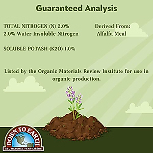 Down to Earth Organic Alfalfa Meal Fertilizer Mix 2-0-1, 4 lb