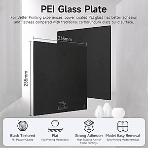 Creality Ender 3 PEI Glass Bed, Upgrade Textured 235x235mm 3D Printer Platform Black PEI Powder Coated Tempered Glass Heated Bed Build Plate for Ender-3 S1/3 S1 Pro/5S1 Ender-3 Neo/3 V2 Neo/3 V3 SE