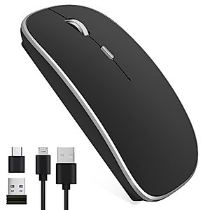 ABL-MOUSE Wireless Mouse, 2.4Ghz Silent Computer Office Portable Slim Optical Mouse with USB Receiver Adjustable DPI for Laptop, Computer, MacBook, Notebook, PC (Black)