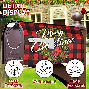 Merry Christmas Mailbox Cover Magnetic Winter Xmas Wreath Red Buffalo Plaid Mailbox Cover Garden Yard Home Decor Outdoor Yard Farmhouse Home Mailbox Cover Magnetic Standard 21" L x 18" W