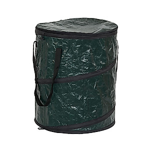 Household Essentials Pop Up Hamper, Pop Up Camping Trash Can, Great for Outdoor or Indoor Use, Portable and Collapsible with Zippered Top, Green
