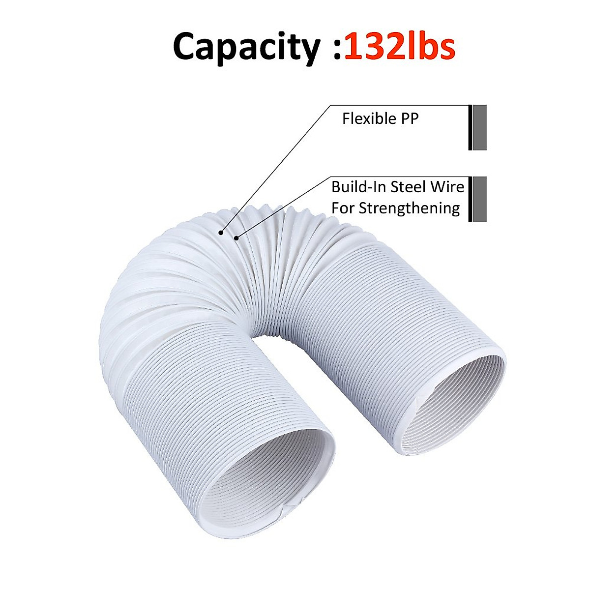 AC Parts Portable Air Conditioner Hose,5.9 Inch Diameter,78 Inch Length,Counter Clockwise Universal AC Exhaust Hose,Compatible with Honeywell,LG and Other Portable Air Conditioners