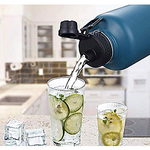 SENDESTAR Stainless Steel Water Bottle,2 (32 oz tumbler and 64oz beer gowler),Double Wall Vacuum Insulated Leak Proof, Wide Mouth Water bottle with Straw Lid or Spout Lid,Keep Liquids Hot or Cold