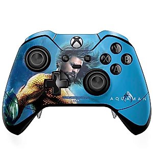 Skinit Decal Gaming Skin Compatible with Xbox One Elite Controller - Officially Licensed Warner Bros Aquaman Son of The Land and Seas Design